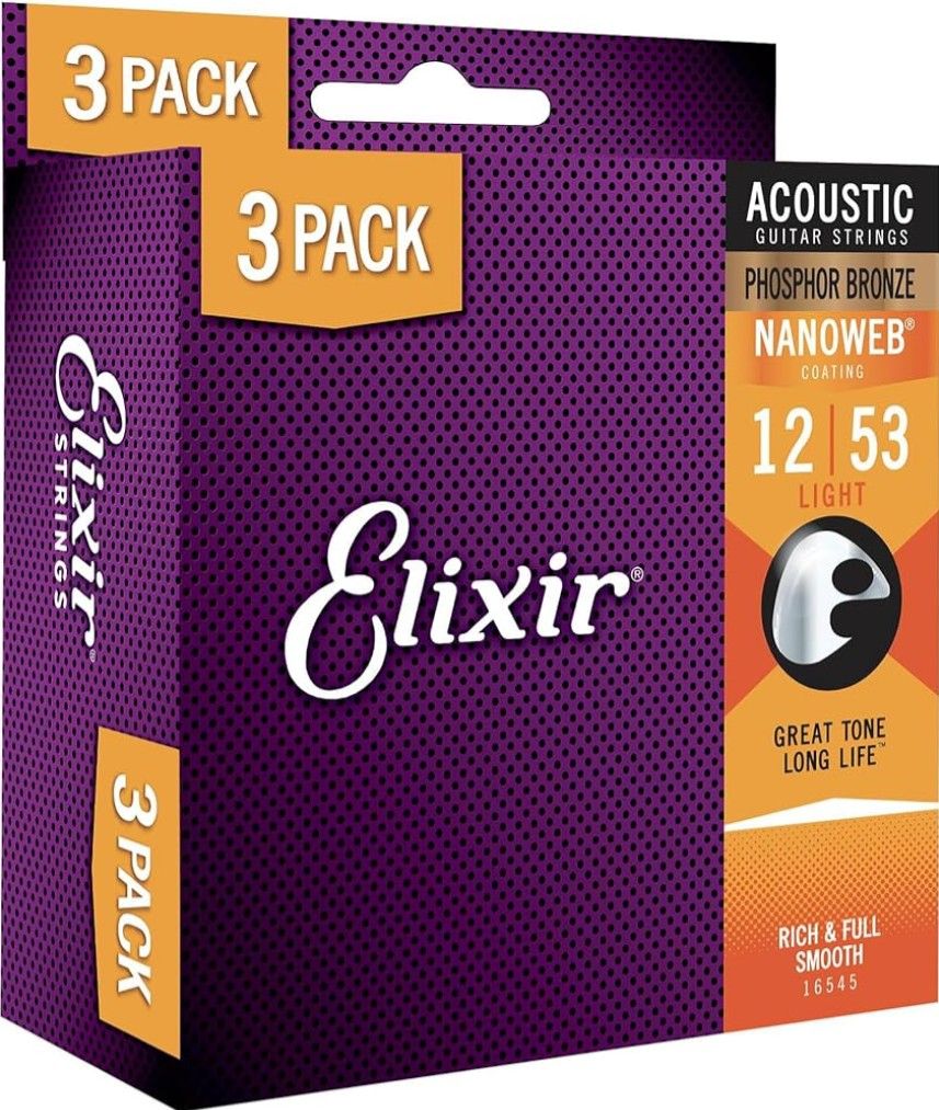 Elixir 16052 012/054 3 PACK 16545 Nanoweb Phosphorebronze