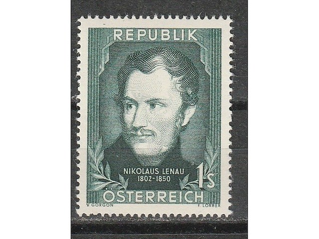 Austria, Austrija - 1952 - Nikolaus Lenau - MH