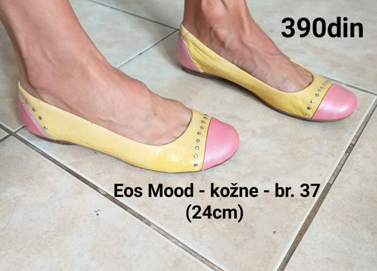 Eos Mood ženske kožne baletanke žute roze br. 37