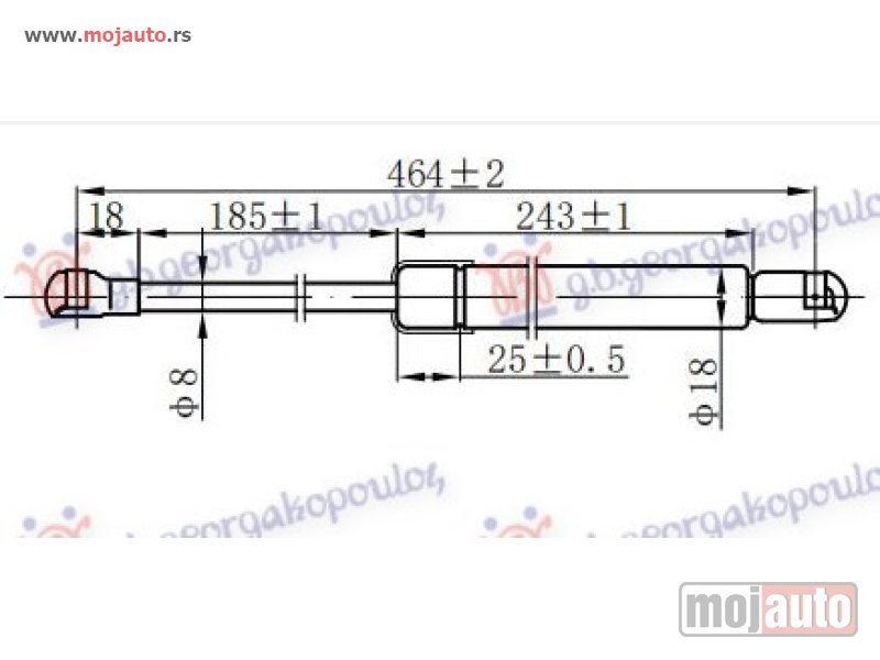 AMORTIZER GEPEK VRATA (465L-360N) Hyundai i10 10-13 -dostupno