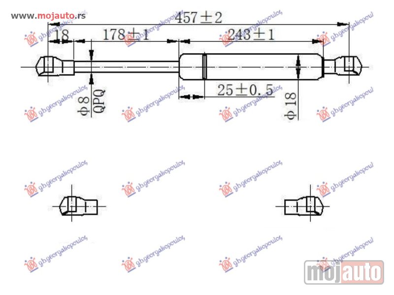 AMORTIZER GEPEK VRATA (460L-350N) Fiat 500 15- -dostupno