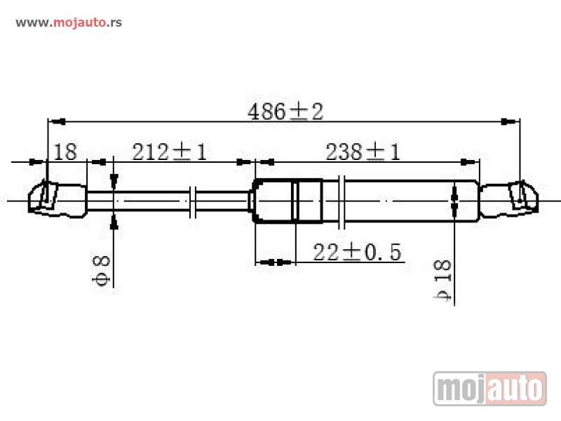 AMORTIZER GEPEK VRATA 3 VRATA (486L-650N) Audi a1 10-14 -dostupno