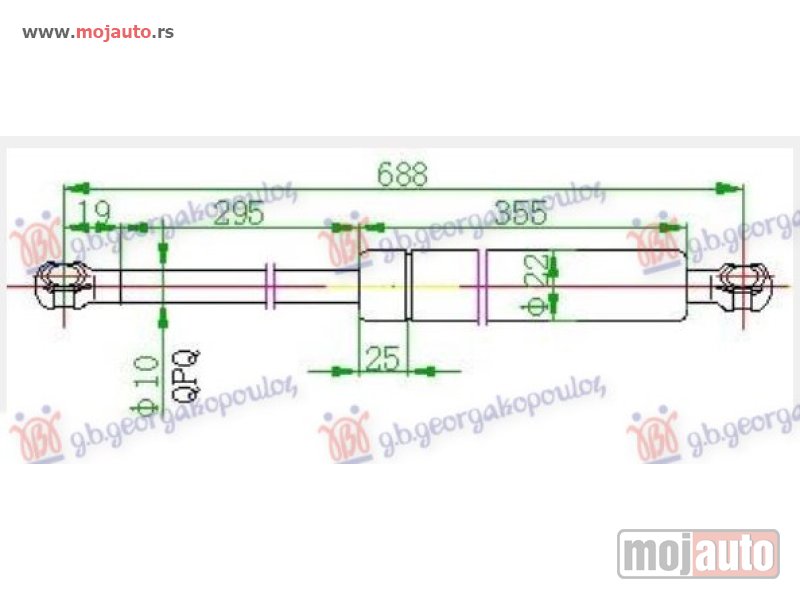 AMORTIZER GEPEK VRATA (690L-630N) Renault kangoo 03-08 -dostupno