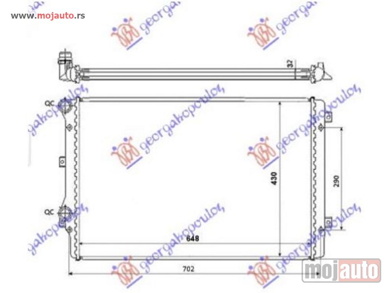 HLADNJAK MOTORA 1.8/2.0 TFSi BENZIN (650x450x32) (LEMLJEN SPOJ) Vw golf vi 08-13 -dostupno