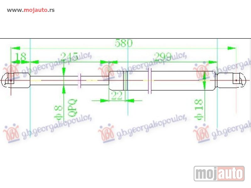 AMORTIZER GEPEK VRATA (577L-320N) Ford escort iii 81-86 -dostupno