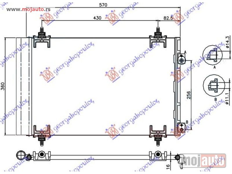 HLADNJAK KLIME BENZIN/DIZEL (570x360x16) Peugeot 308 08-13 -dostupno