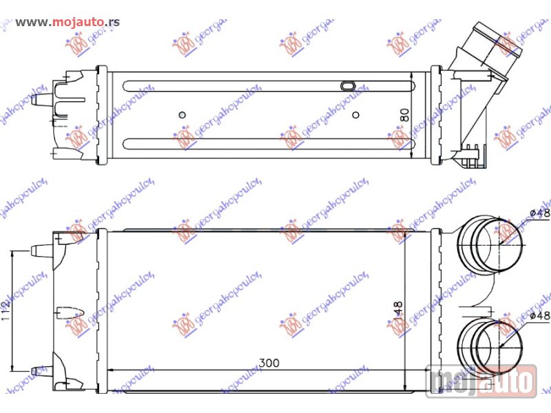 HLADNJAK INTERKULERA 1.6 HDI (300x150x80) Peugeot 308 08-13 -dostupno