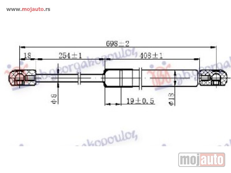 AMORTIZER GEPEK VRATA (700L-670N) Citroen berlingo 96-02 -dostupno
