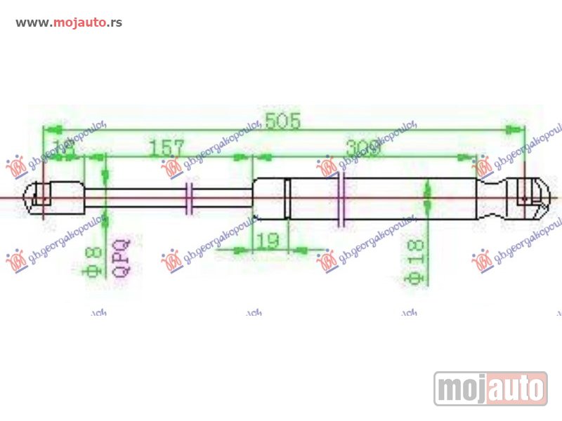 AMORTIZER GEPEK VRATA (505L-770N) Vw touran 03-06 -dostupno