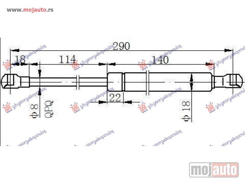 AMORTIZER GEPEK VRATA (291L-380N) Alfa romeo 159 05-11 -dostupno