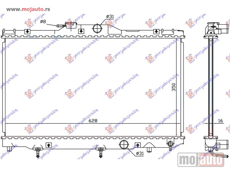 HLADNJAK MOTORA 1.4 BENZIN (+/-AC) (630x350) Toyota corolla (e 11) 00-02 -dostupno