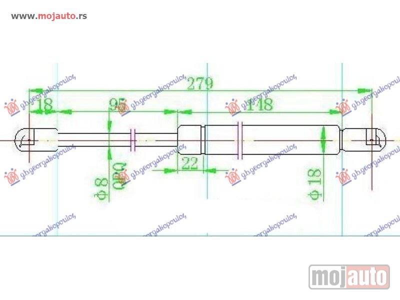 AMORTIZER GEPEK VRATA (279L-520N) Skoda superb 01-08 -dostupno