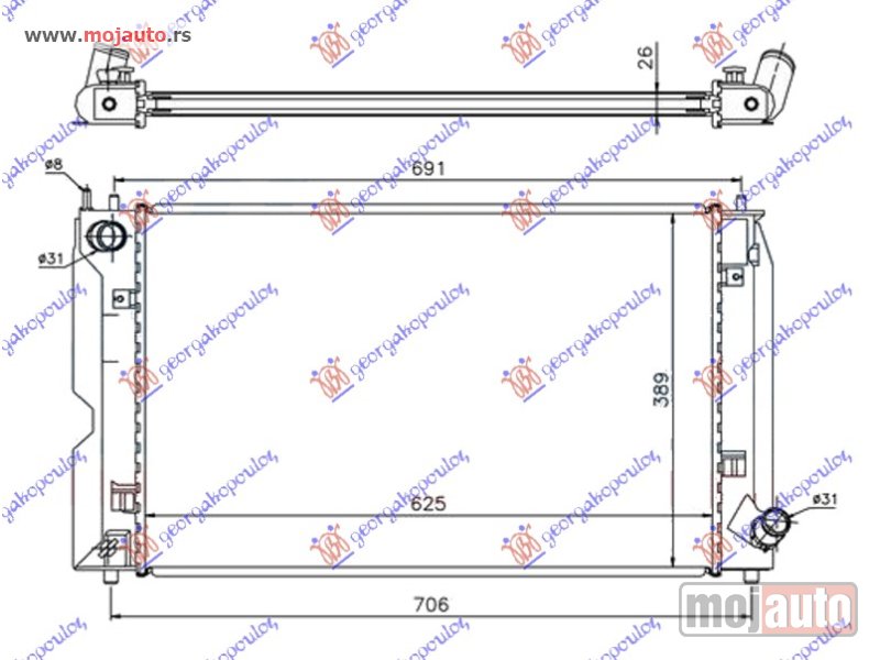 HLADNJAK MOTORA 1.4 D4D DIZEL (MAN) (625x390) Toyota corolla (e 12) sdn 02-06 -dostupno