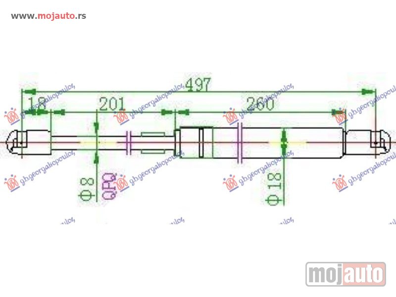 AMORTIZER GEPEK VRATA (496L-270N) Daewoo matiz 00-05 -dostupno