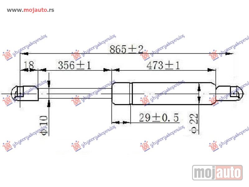 AMORTIZER GEPEK VRATA (865L-370N) Fiat doblo 05-09 -dostupno