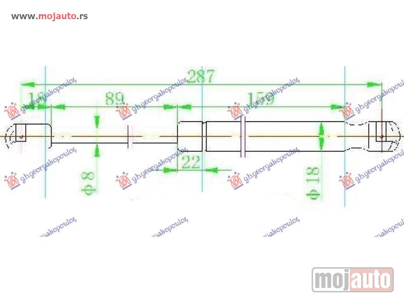 AMORTIZER GEPEK VRATA 4 VRATA (287L-495N) Mazda 6 02-08 -dostupno
