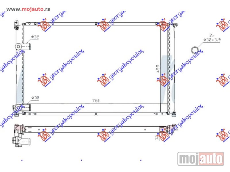 HLADNJAK MOTORA 2.5 DIZEL (+/-AC) (760x459) (MAHLE BEHR) Opel movano 98-09 -dostupno