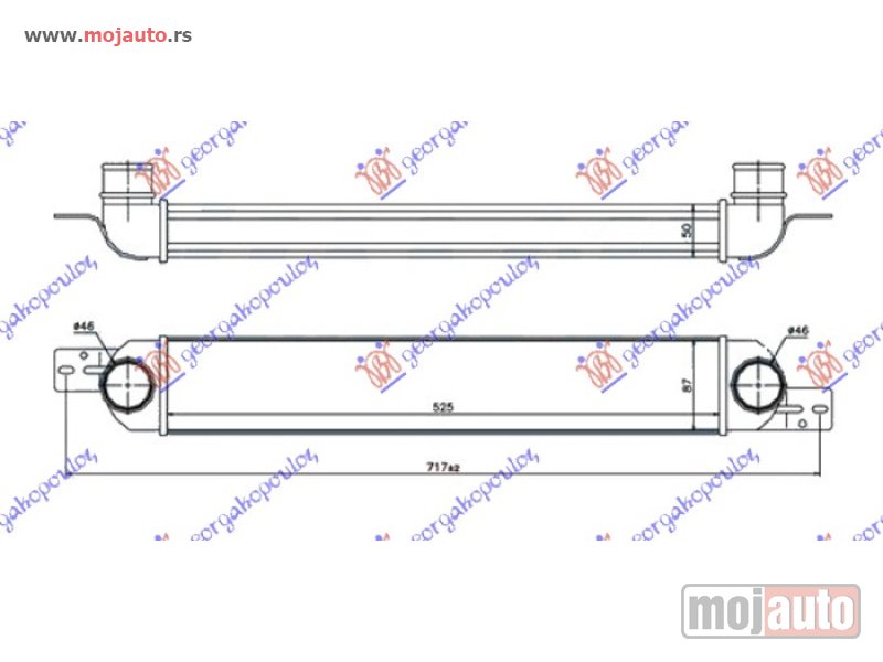 HLADNJAK INTERKULERA 1.3-1.7 CRTi DIZEL (525x90x50) (CEO ALUMINIJUM) Opel meriva 03-10 -dostupno