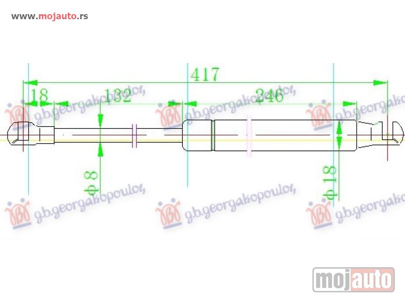 AMORTIZER GEPEK VRATA (419L-390N) Ford ka 08-16 -dostupno