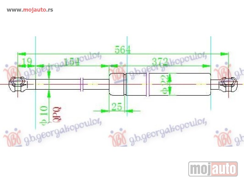 AMORTIZER GEPEK VRATA (564L-620N) Volvo xc60 08-13 -dostupno