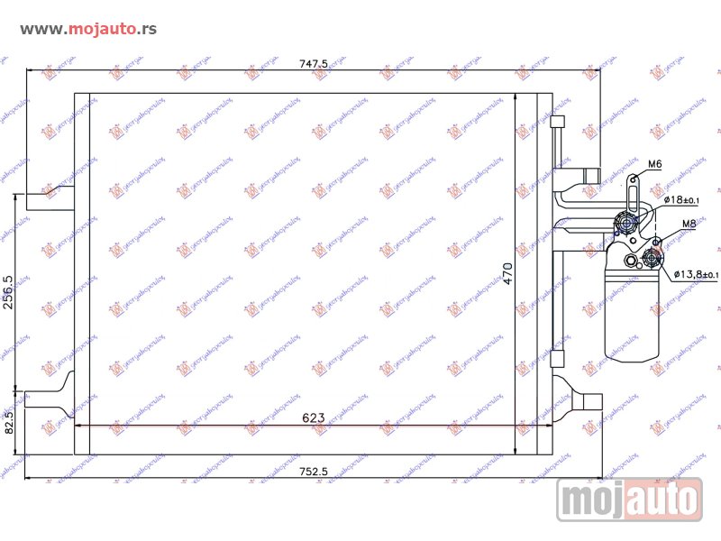 HLADNJAK KLIME 2.0/3.0 T HiBRID - 2.0/2.5/3.0 (T4-T5-T6) BENZIN - 2.0/2.4 (D3-D4-D5) DIZEL (580x470x16) Volvo xc60 08-13 -dostupno
