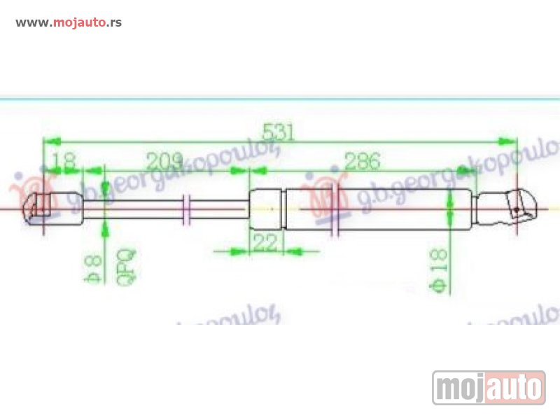 AMORTIZER GEPEK VRATA (SPORTBACK) (530L-410N) Audi a3 03-08 -dostupno