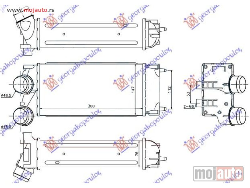 HLADNJAK INTERKULERA 1.6 HDI (30x150x80) 09- Peugeot 308 08-13 -dostupno