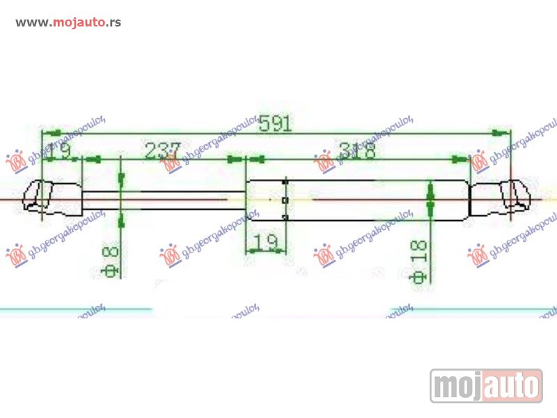 AMORTIZER GEPEK VRATA 3/5 VRATA (591L-350N) Opel astra f 91-94 -dostupno