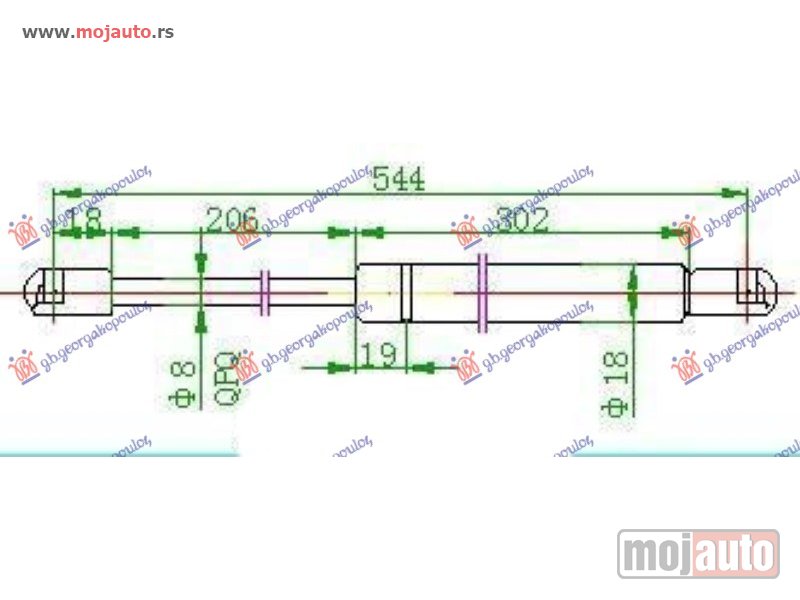 AMORTIZER GEPEK VRATA 3 VRATA (543.5L-360N) Opel corsa b 96-97 -dostupno