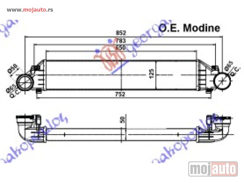 HLADNJAK INTERKULERA BENZIN-DIZEL (65x132x55) Mercedes c class (w203) sdn/s.w. 03-07 -dostupno