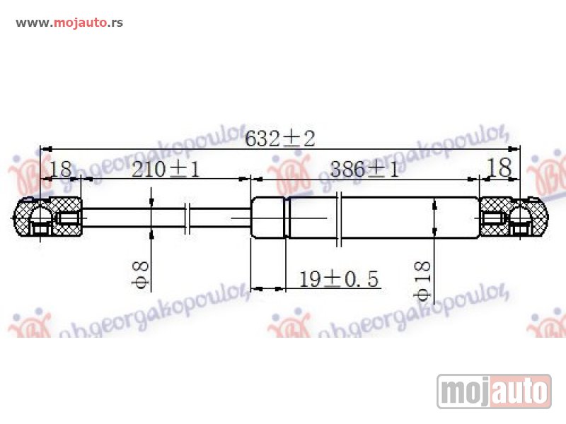 AMORTIZER GEPEK VRATA (632L-600N) Citroen evasion 94-02 -dostupno