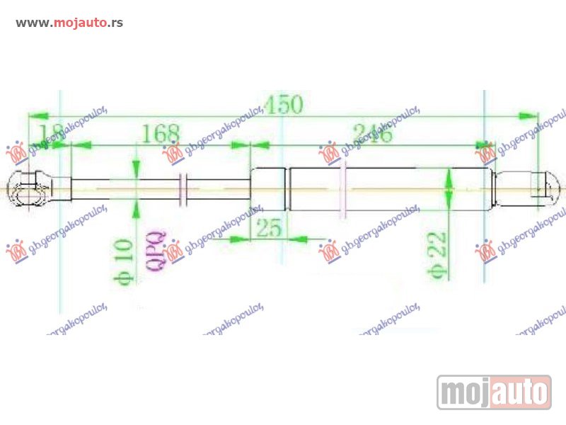 AMORTIZER GEPEK VRATA (450L-535N) Vw golf v 04-08 -dostupno
