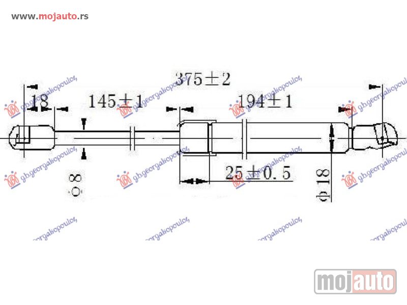 AMORTIZER GEPEK VRATA (375L-390N) Vw passat 05-11 -dostupno