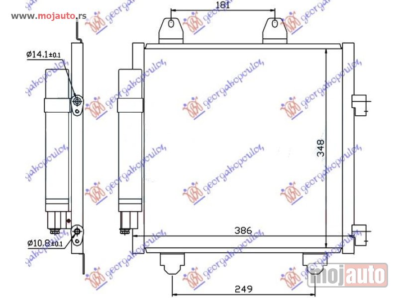 HLADNJAK KLIME 1.0 BENZIN - 1.4 DIZEL HDi (350x330x16) Peugeot 107 06-12 -dostupno