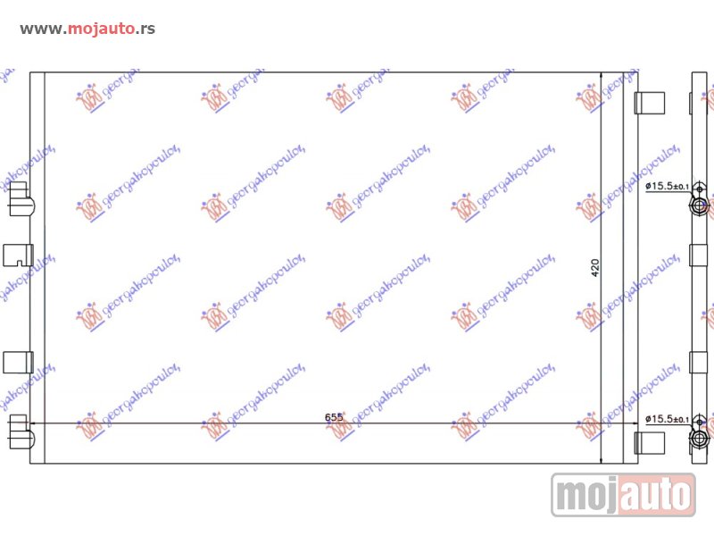 HLADNJAK KLIME 1.9 DCi (AUTO) 2.0 DCi MAN/AUTO DIZEL (625x415x12) Renault megane sdn-h/b-l/b 02-05 -dostupno