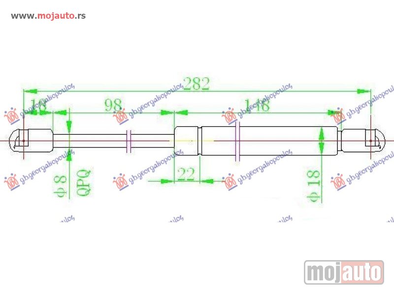 AMORTIZER GEPEK VRATA (282L-560N) Mercedes slk (r171) 04-10 -dostupno