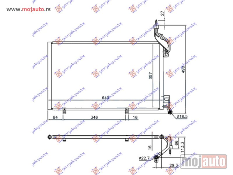 HLADNJAK KLIME 1.6 EcoBoost BENZIN (620x350x16) CEVI 22/18mm Ford fiesta 13-17 -dostupno