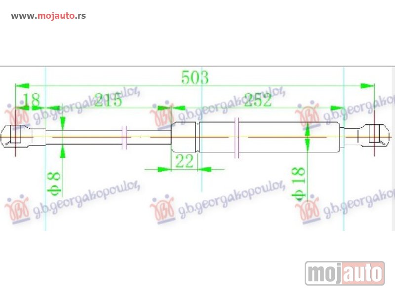 AMORTIZER GEPEK VRATA (500L-440N) Alfa romeo giulietta 10- -dostupno