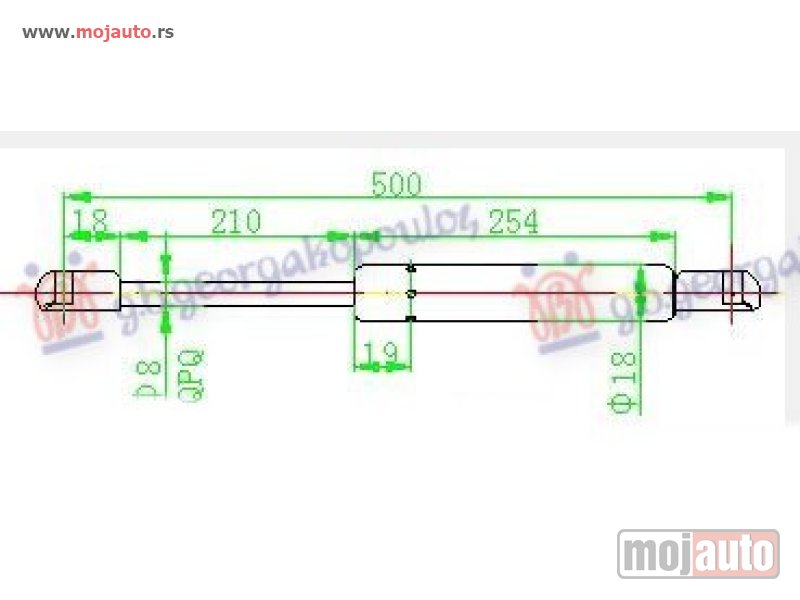 AMORTIZER GEPEK VRATA (500L-350N) Vw golf iii 92-98 -dostupno