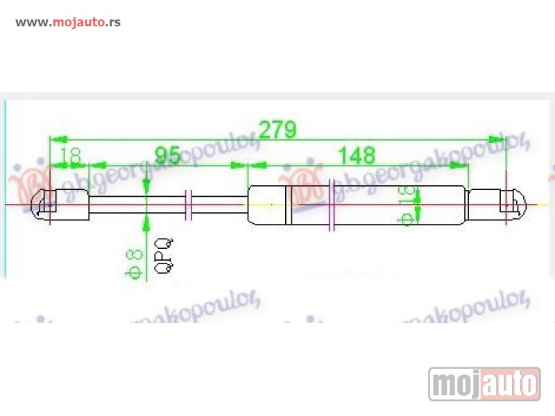 AMORTIZER GEPEK VRATA 4 VRATA (279L-490?) Vw passat 97-00 -dostupno