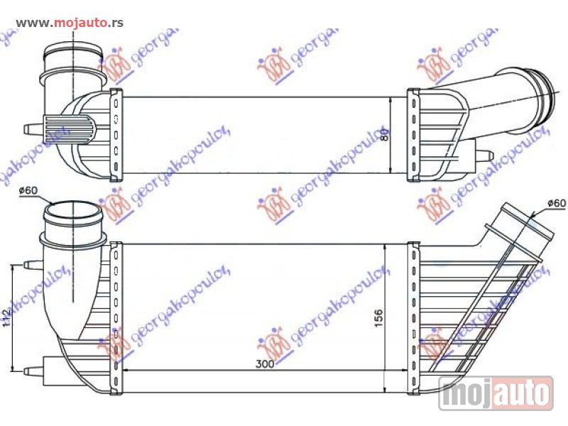 HLADNJAK INTERKULERA 2.0-2.2 Hdi-JTD (376x134x65) Peugeot 807 02-14 -dostupno