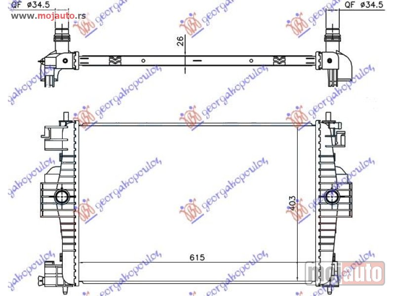 HLADNJAK MOTORA 1.6i 16V (61.3x40.5) 10- Peugeot 308 08-13 -dostupno