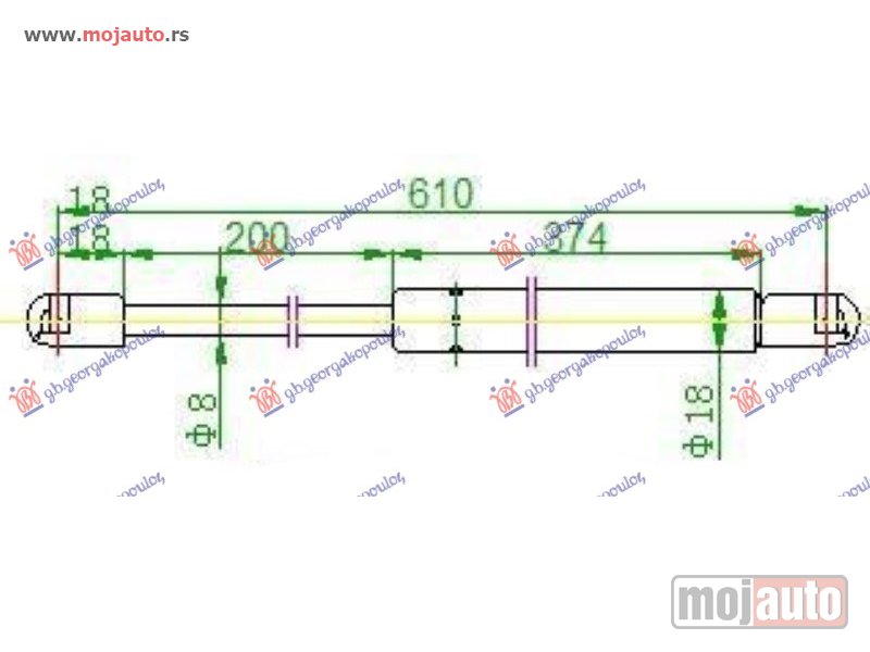 AMORTIZER GEPEK VRATA (560N) Fiat ulysse 94-02 -dostupno