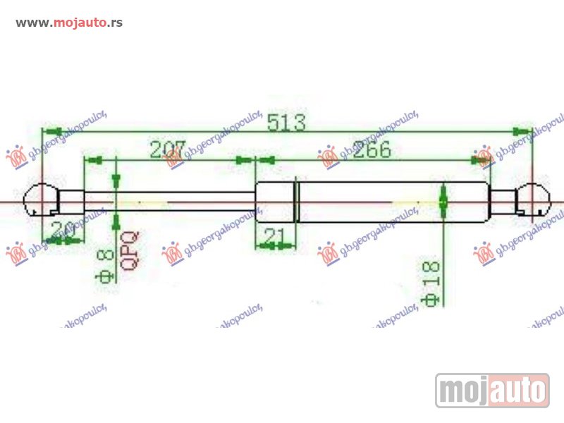 AMORTIZER GEPEK VRATA (513L-585N) Renault laguna 00-07 -dostupno