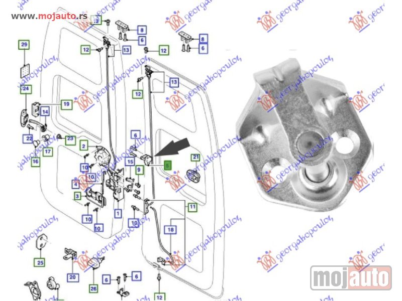 BRAVA GEPEK VRATA CENTRALNA (DUPLA VRATA) Ford transit 06-13 -dostupno
