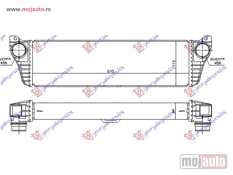 HLADNJAK INTERKULERA 2.0-2.2 CDi (610x170x64) 10- Mercedes vito (w639) & viano 04-10 -dostupno