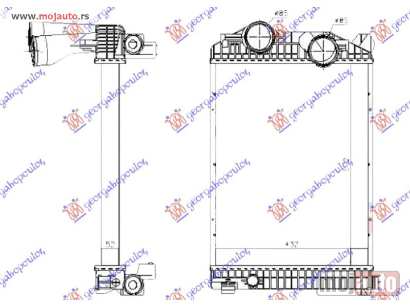 HLADNJAK INTERKULERA (572x432x52) Mercedes atego 97- -dostupno
