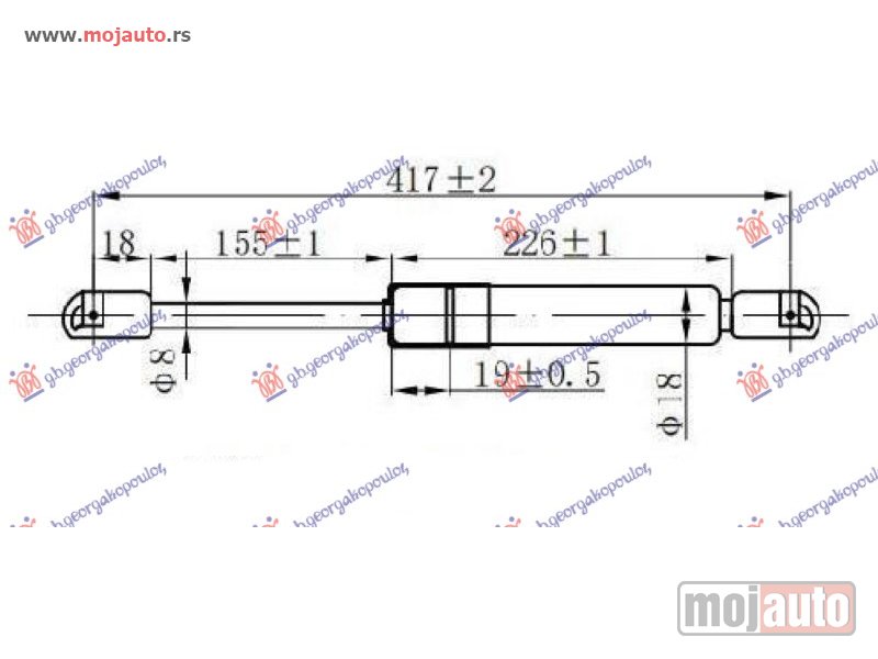 AMORTIZER GEPEK VRATA 3/5 VRATA (417L-500N) Renault megane sdn-h/b-l/b 02-05 -dostupno