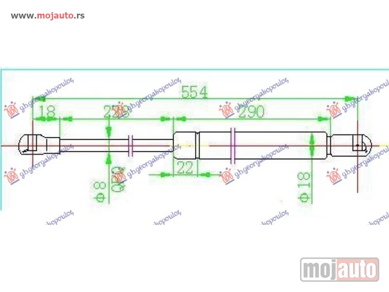 AMORTIZER GEPEK VRATA (555L-305N) Toyota aygo 06-12 -dostupno