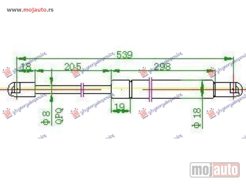 AMORTIZER GEPEK VRATA (540L-520N) Opel meriva 03-10 -dostupno